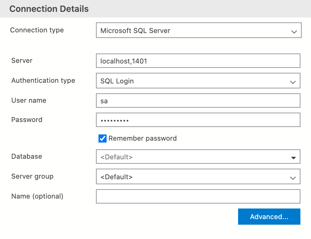 Mac 使用Docker安装SQL Server并用Azure Data Studio管理SQL数据库_mac azure data 连接sqlserver-CSDN博客