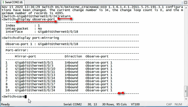 Huawei switch settings port mirroring (N network ports are observed by ...