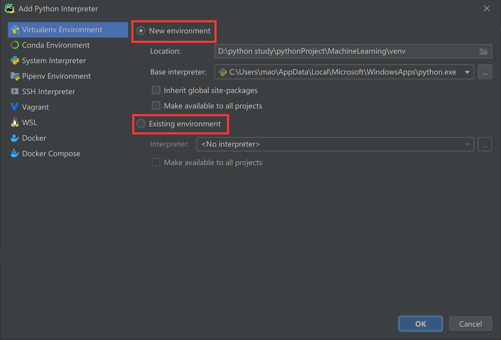 PyCharm New environment和Existing environment-CSDN博客