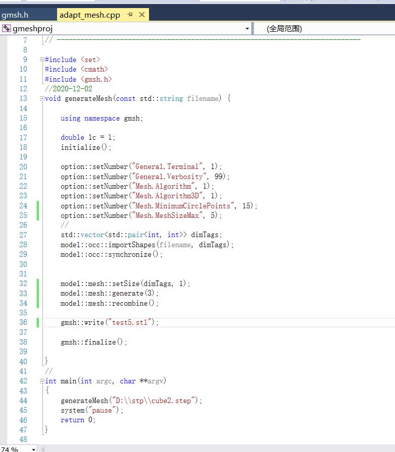 使用VS2015编译gmsh4.8 with opencascade7.4,并用gmsh.lib创建简单工程测试网格_gmesh 编译-CSDN博客