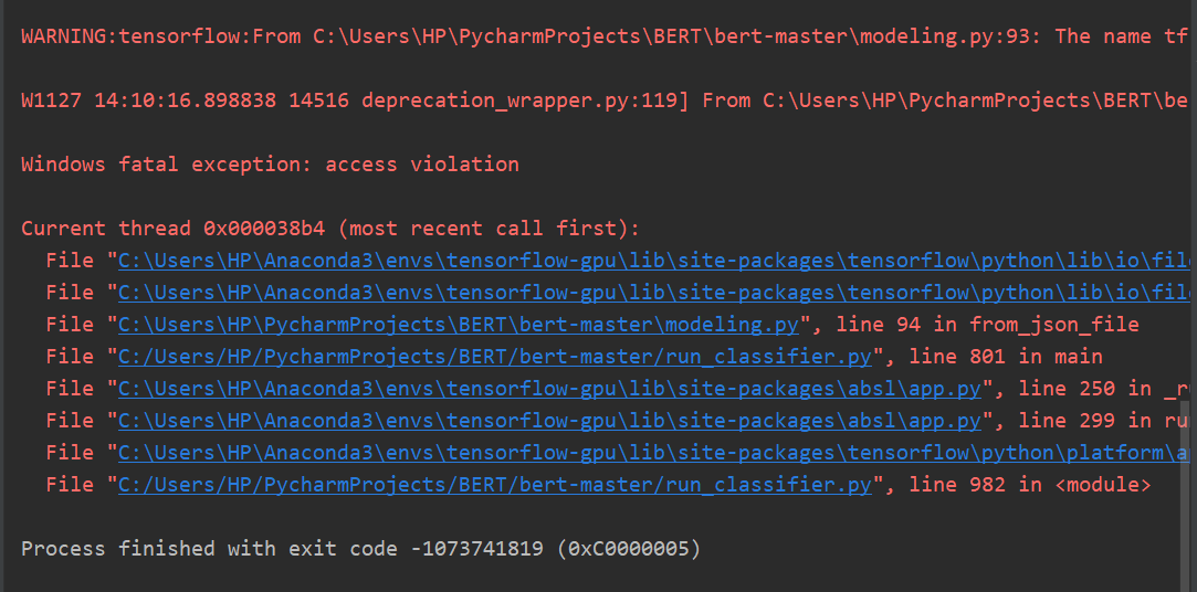 谷歌BERT模型--调试MRPC任务--使用pycharm集成环境_bert windows fatal exception: access violation-CSDN博客
