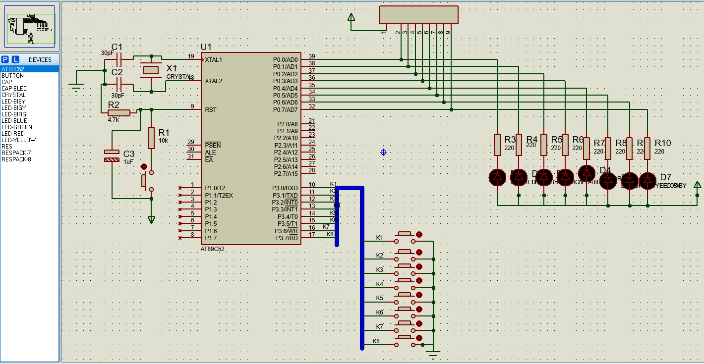 利用AT89C52单片机8个独立按键单控8个LED灯亮灭_perseverance51博客-CSDN博客_单片机控制8个led灯同时亮灭