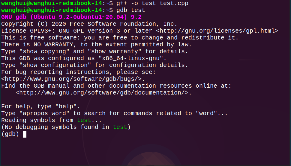 gdb 调试_reading symbols from test... (no debugging symbols-CSDN博客