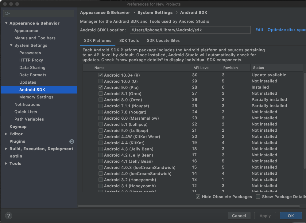 Android toolchain - develop for Android devices Unable to locate Android SDK. Mac终端配置报错问题解决 ...