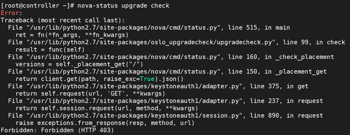 openstack Stein版 “nova-status upgrade check”报错：Forbidden: Forbidden (HTTP 403)_nova-status ...