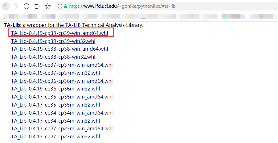 64位操作系统下Python3.9安装talib库_python3.9 对应talib-CSDN博客
