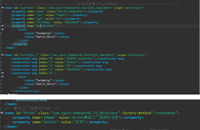 Bean的实例化与装配（实验二）_实验1:集合类型注入 编写userinfo类,包含用户姓名(string)、性别(boolean)、-CSDN博客