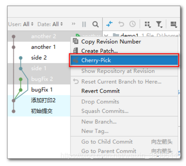 IDEA Git操作（三）使用 cherry-pick、交互式 rebase 自由修改提交树_idae如何cherrypick-CSDN博客