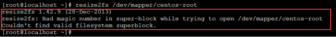 resize2fs: Bad magic number in super-block while trying to open /dev/mapper/centos-root-CSDN博客