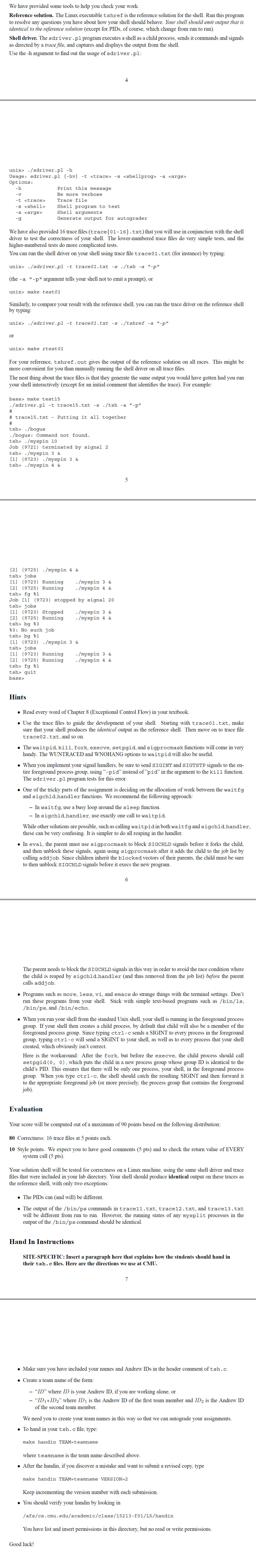 操作系统实验---Writing Your Own Unix Shell_学会编译tsh.c,调用tsh文件tracexx.txt的功能验证方法 1. 使用make命令编译t-CSDN博客