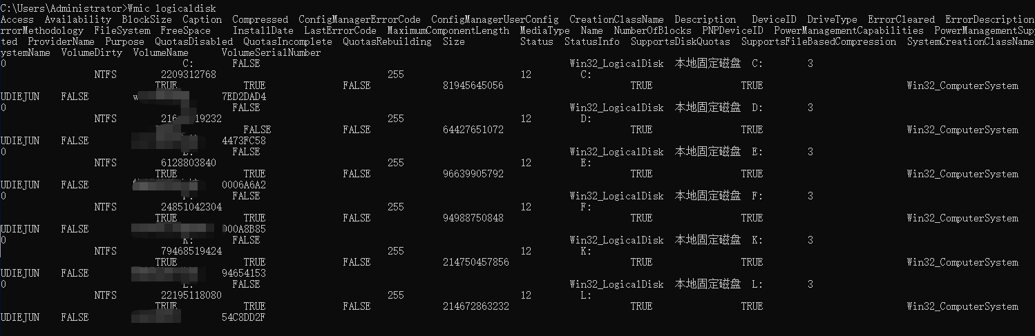 windows硬件信息查询命令概览_wmic diskdrive list brief-CSDN博客