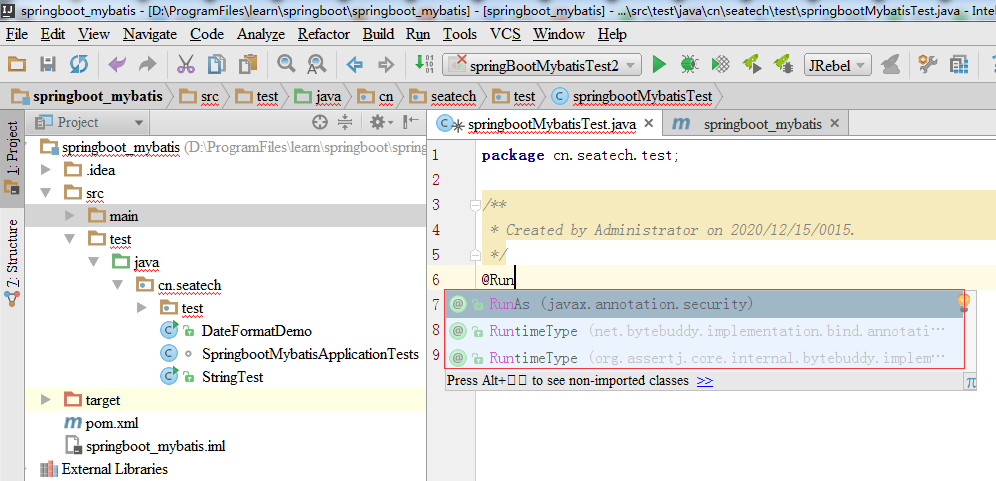 记录下在使用springboot时, 无法导入@RunWith注解的问题_runwith pom-CSDN博客