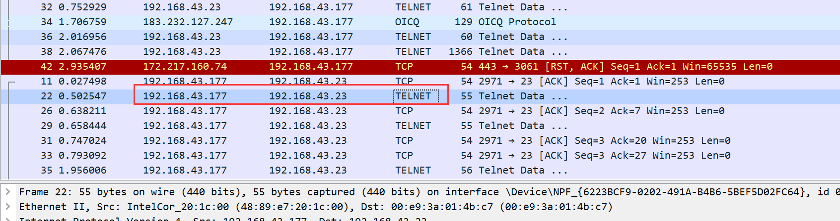 Wireshark抓取telnet连接中的数据包_telnet协议报文下载-CSDN博客