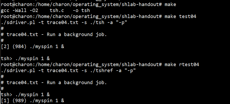操作系统实验---Writing Your Own Unix Shell_学会编译tsh.c,调用tsh文件tracexx.txt的功能验证方法 1. 使用make命令编译t-CSDN博客