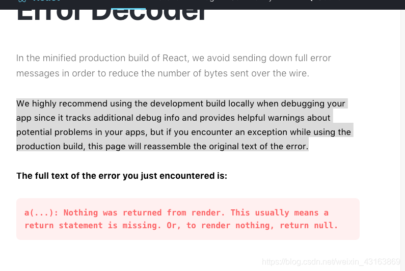 React报错 Minified React Error 152; Csdn博客