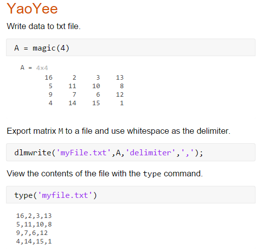 【Matlab】如何把数组矩阵写入txt文件？并用逗号或空格隔开_matlab 矩阵添加逗号-CSDN博客