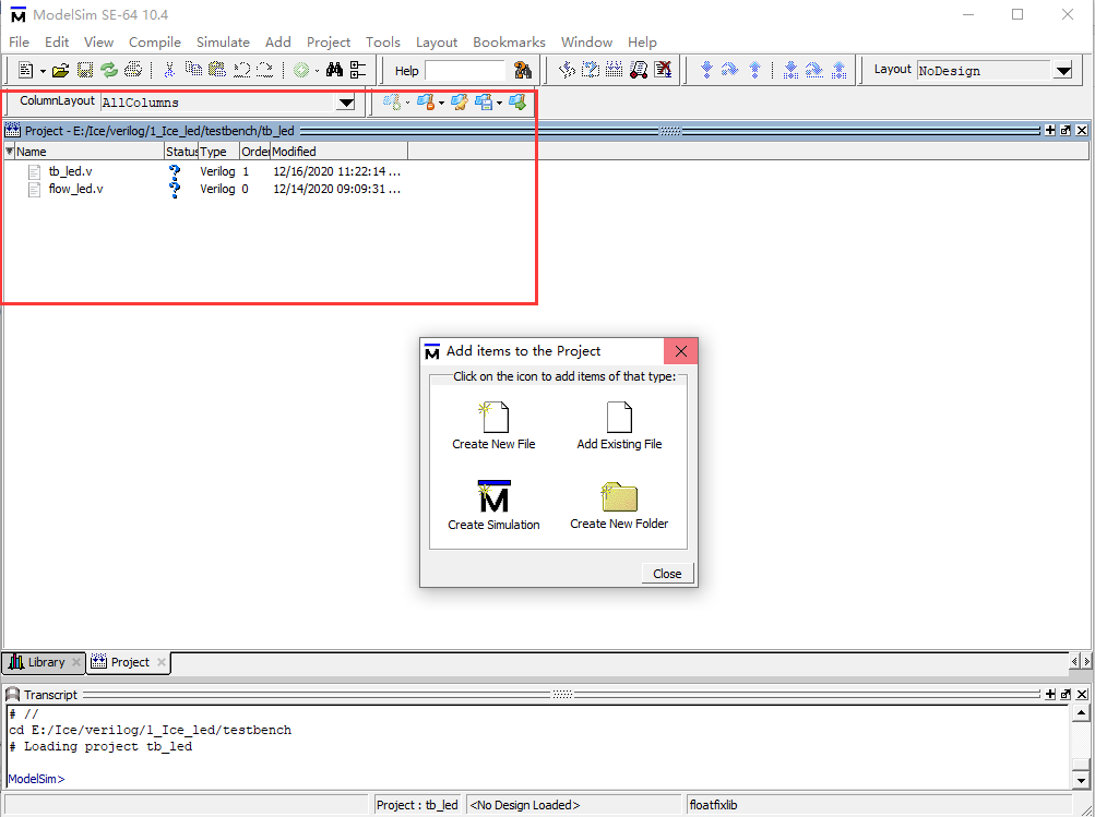 FPGA之Modelsim使用手动仿真篇_modelsim memtor-CSDN博客