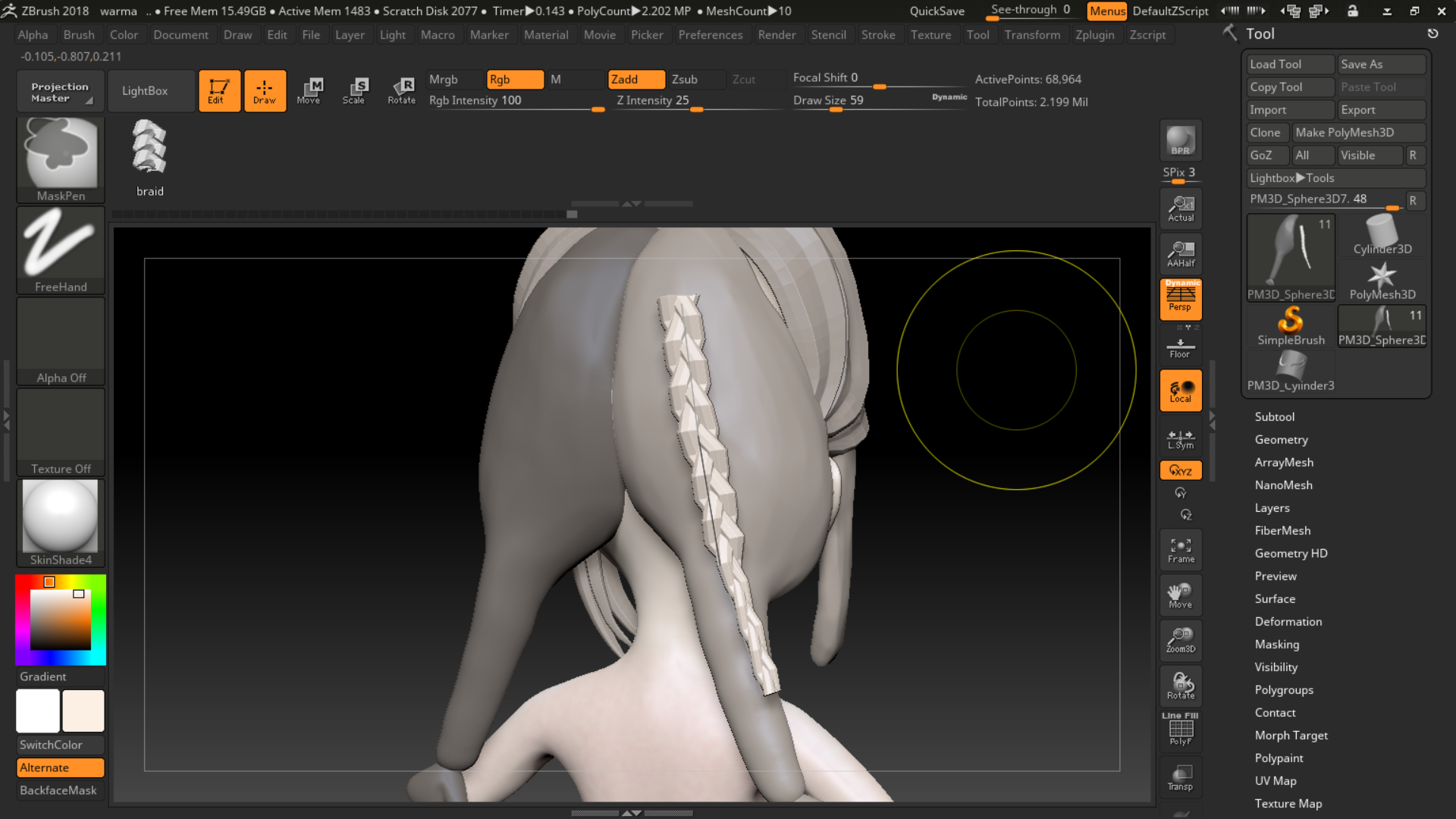 ZBrush Braid Brush 辫子笔刷——缎沫晗自制_zb头发辫子笔刷-CSDN博客