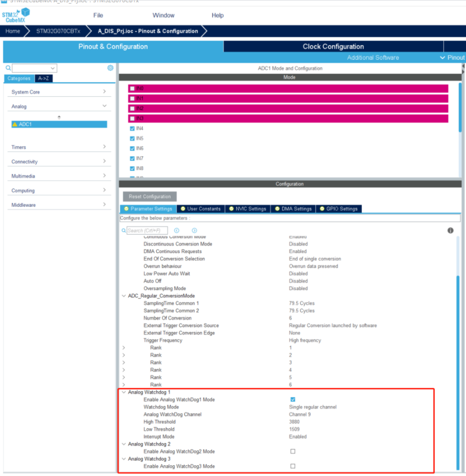 Stm32cubemx配置adc模拟看门狗实现掉电保存——基于（stm32g070stm32cubemxhal库adc模拟看门狗）stm32g0hal库adc Csdn博客