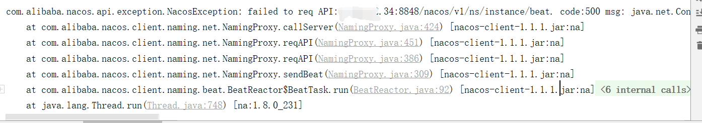 Nacosexception Failed To Req Api Xxxx 8848 Nacos V1 Ns Instance Beat Code 500 Msg