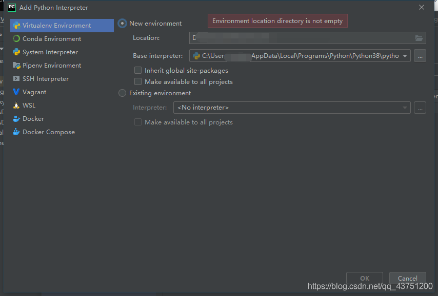 Pycharm Environment Location Directory Is Not Empty pycharm pycharm-environment-location-directory-is-not-empty-pycharm