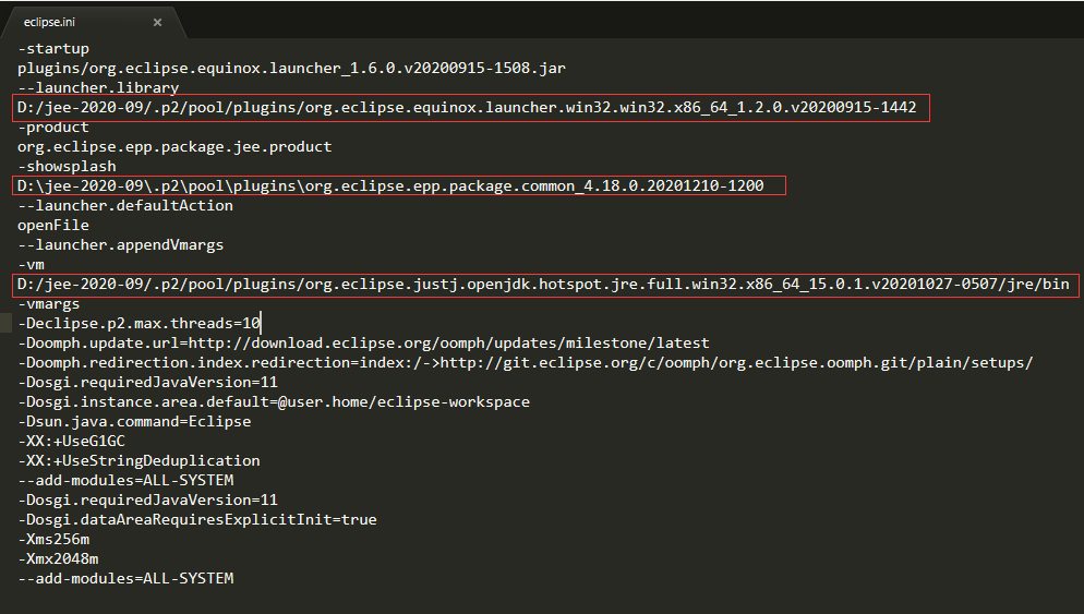 Modify Eclipse to generate .p2 folder and .m2 folder under C.M2 folder ...
