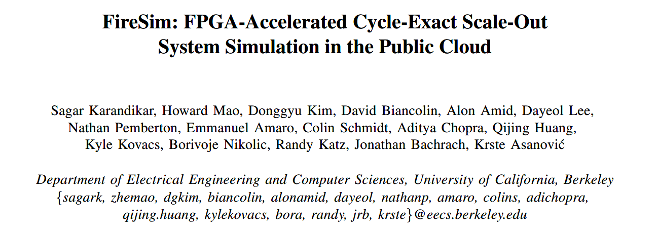 FireSim简介-亚马逊云-伯克利合作项目-公共云中FPGA加速的周期精确扩展系统仿真-ISCA18-CSDN博客