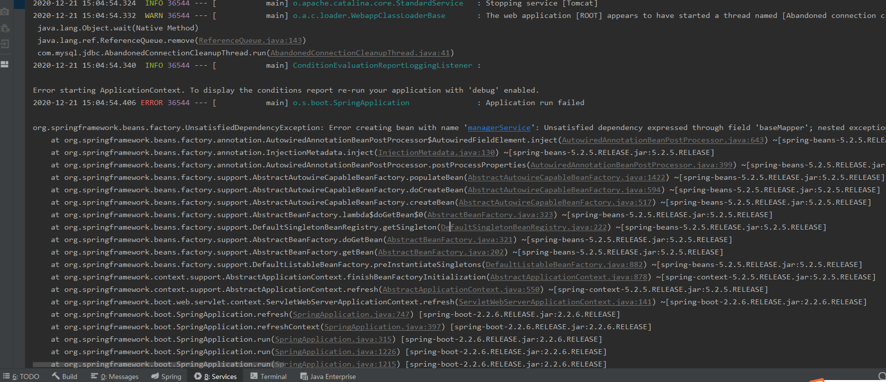 启动springboot Error creating bean with name ‘xxx‘: 创建名称为xxx的bean出错_springboot项目启动报创建bean出错-CSDN博客