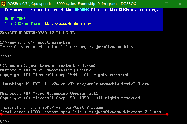 Masm编译asm文件报错fatal Errora1000 Cannot Open Filemasm调试asm文件 Csdn博客
