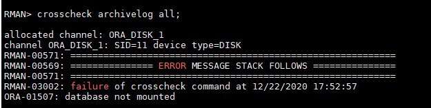Oracle的容器未挂载报错：ORA-01507: database not mounted，ORA-01102: cannot mount database in EXCLUSIVE ...