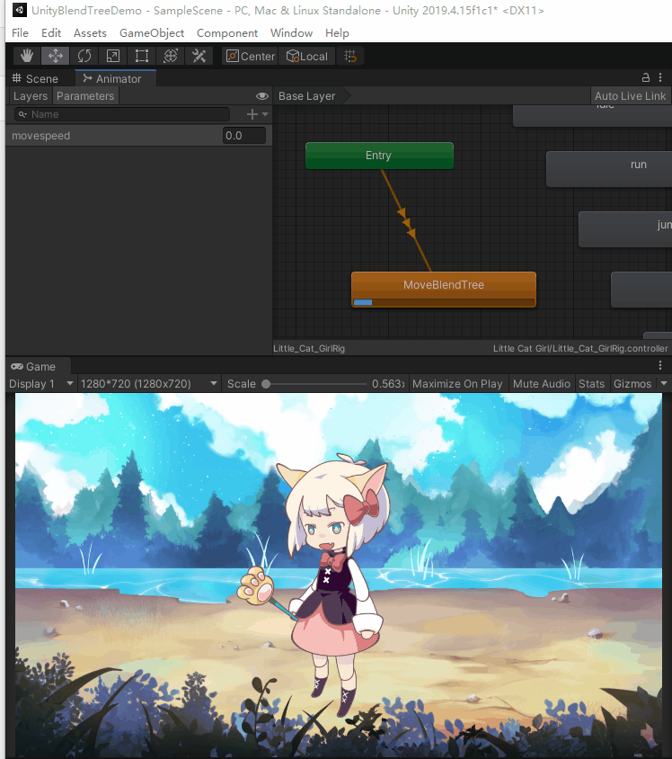 《学Unity的猫》——第十六集：Unity动画使用混合树BlendTree实现动画过渡控制_怎么在blendtree里插入过渡动画-CSDN博客