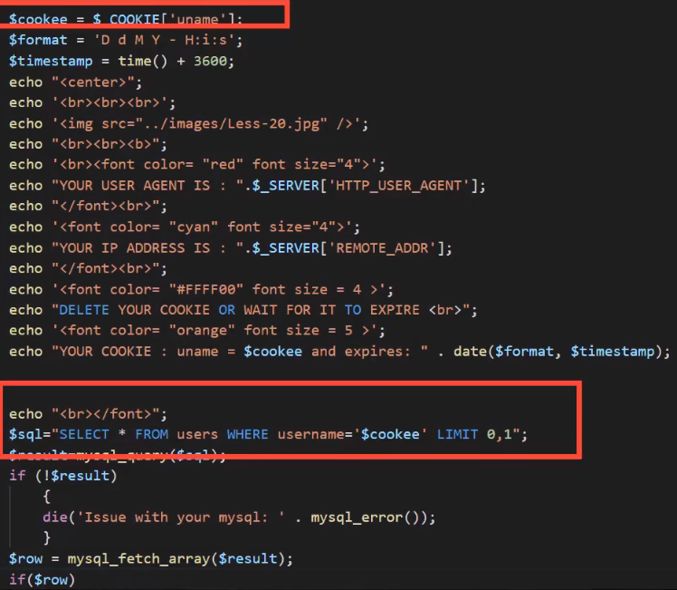 sqli-labs靶场实现（八）【cookie注入+cookie base64编码注入】（less-20、less-22、具体步骤+图文详解）-CSDN博客