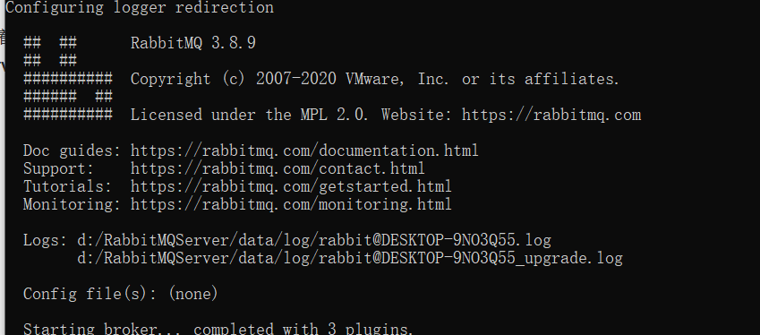 RabbitMQ:Plugin configuration unchanged；解决RabbitMQ启动问题,Win10用户中文问题解决_plugin start error: com ...