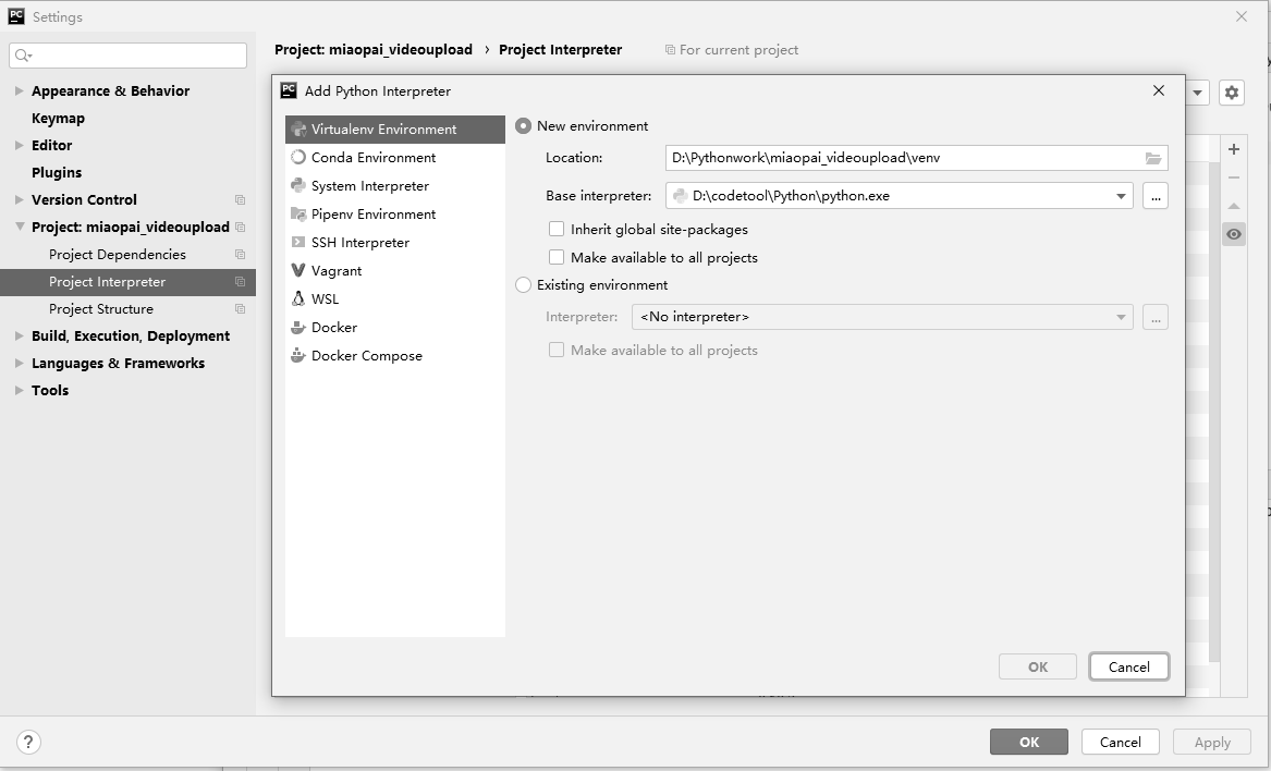 PyCharm配置Virtual Environment_configure a per-project virtual ...
