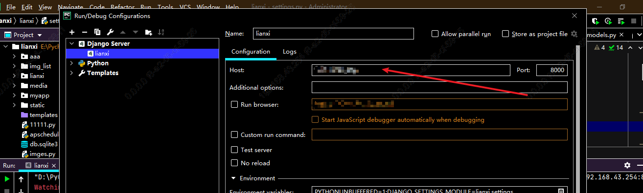 python django 修改启动项目的域名（两种方式）_django 设置启动域名-CSDN博客