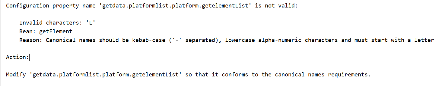 Spring Boot：Canonical names should be kebab-case (‘-‘ separated ...