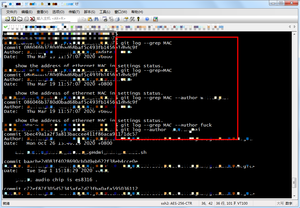 2020-12-25 git log 查找提交注释的关键字 git log --grep MAC 或者 git log --grep=MAC，注意grep前面是--。_git 根据提交记录的 ...