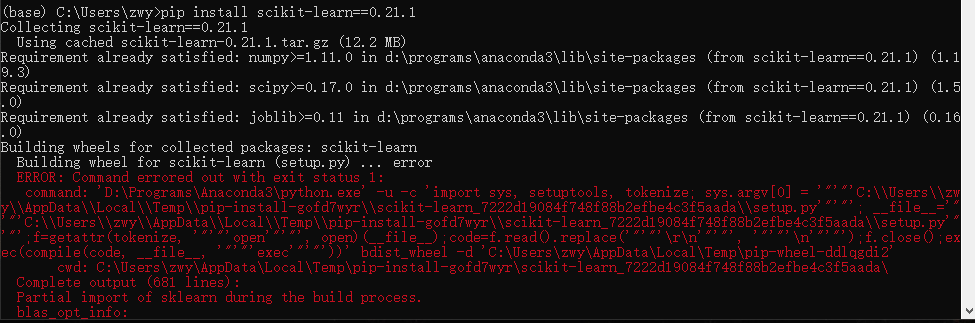 已解决 安装scikit Learn包错误 Scikit Learn Error Expection Csdn博客