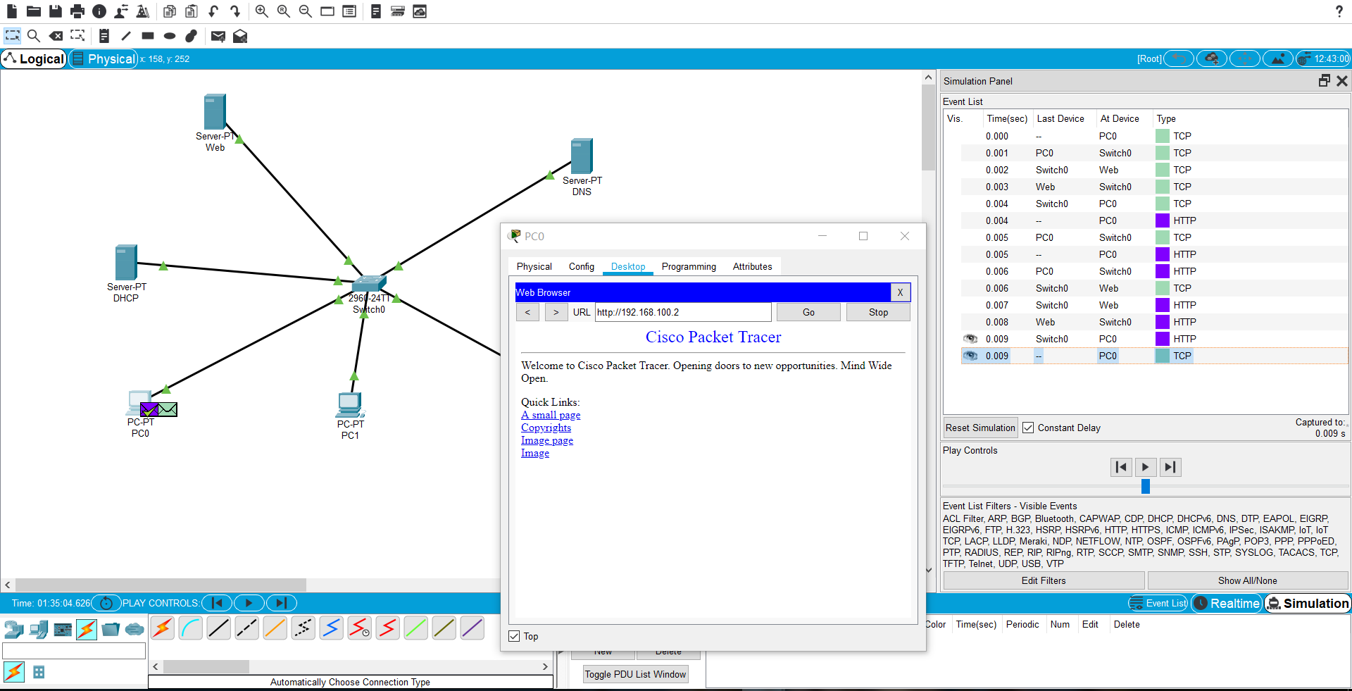初试Cisco Packet Tracer–4——部署DHCP、DNS、Web服务器_host name unresolved-CSDN博客