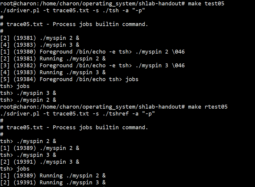 操作系统实验---Writing Your Own Unix Shell_学会编译tsh.c,调用tsh文件tracexx.txt的功能验证方法 1. 使用make命令编译t-CSDN博客