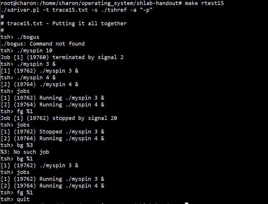 操作系统实验---Writing Your Own Unix Shell_学会编译tsh.c,调用tsh文件tracexx.txt的功能验证方法 1. 使用make命令编译t-CSDN博客