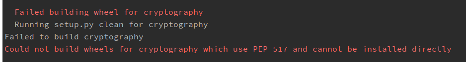 windows 系统 pip安装库时，出现Failed building wheel for cryptography 报错解决方案_building wheel for ...