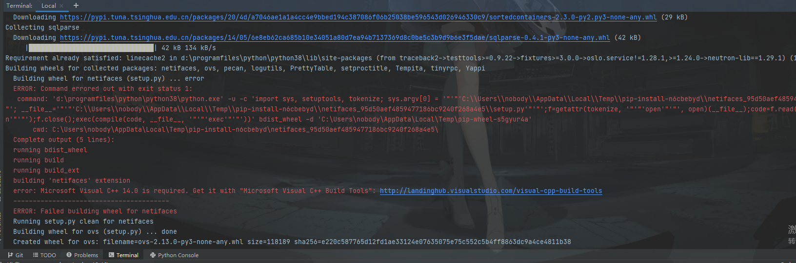 python安装neutron-lib报错，下载相应组件的.whl文件离线安装成功_building wheels for collected packages: netifaces -CSDN博客