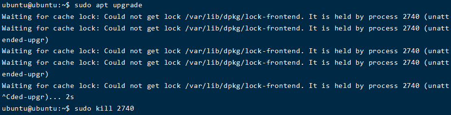 ubuntu 提示 Could not get lock /var/lib/dpkg/lock-frontend.的处理办法_waiting for cache lock: could not ...