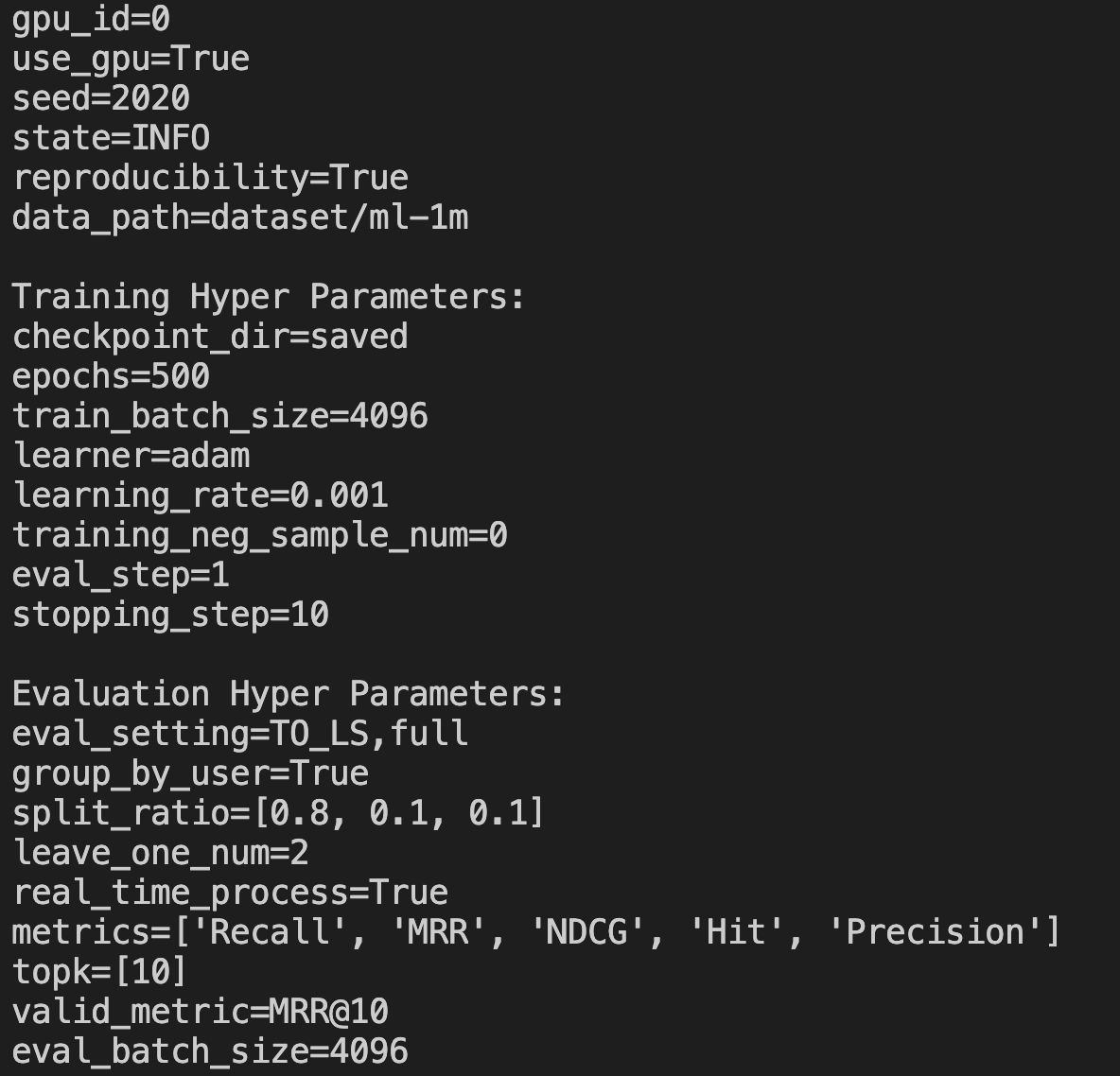 RecBole小白入门系列博客（四）——Sequential类模型运行流程_recbole 保存模型结果-CSDN博客