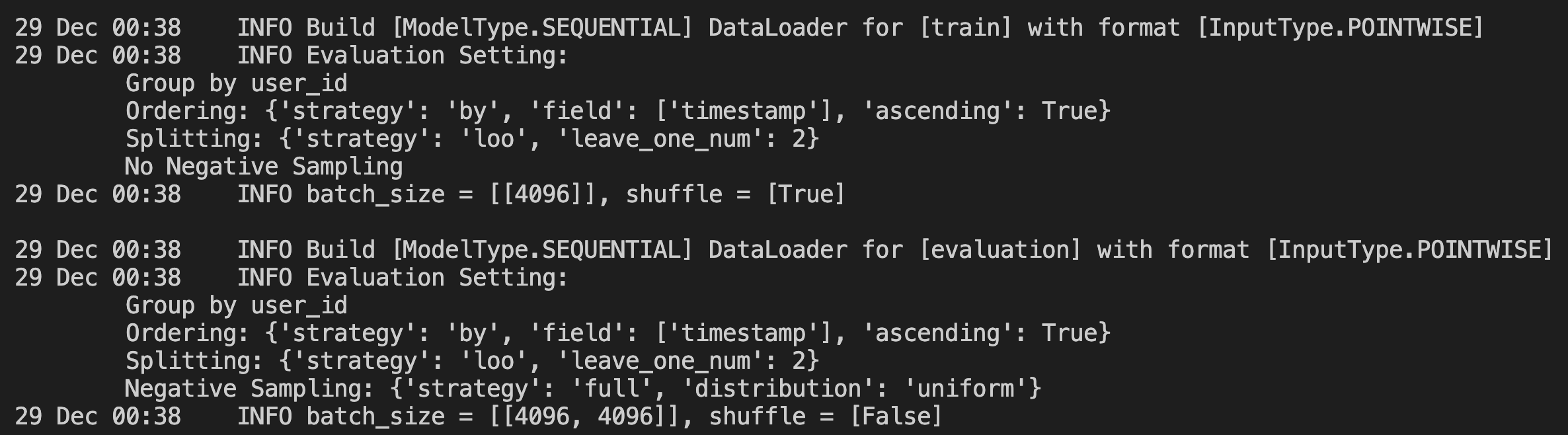 RecBole小白入门系列博客（四）——Sequential类模型运行流程_recbole 保存模型结果-CSDN博客