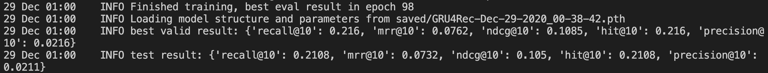 RecBole小白入门系列博客（四）——Sequential类模型运行流程_recbole 保存模型结果-CSDN博客