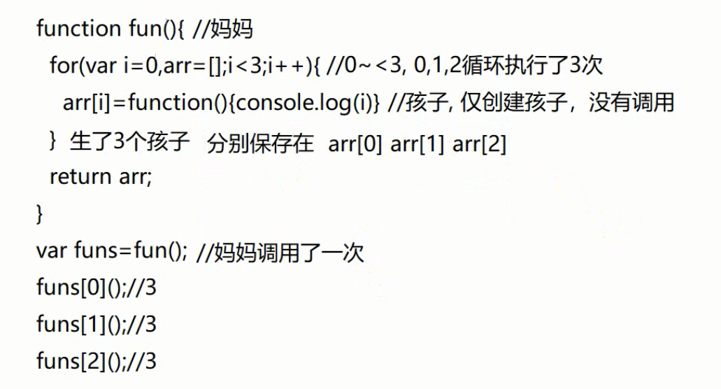 面试题之数组var fun = function(){for(var i = 0 ,arr = []； i＜3； i++){arr[i] = function(){ console.log(i ...