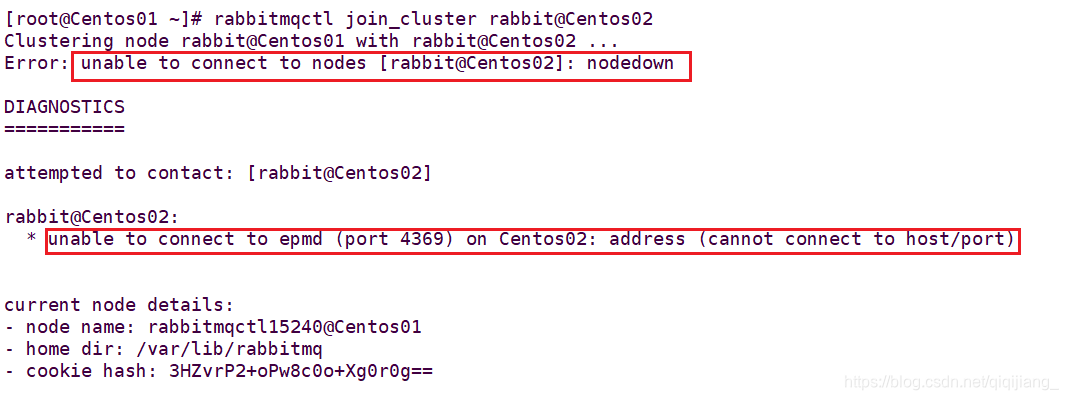 Rabbitmq之节点加入集群报错nodedown配置在hosts文件中配置ipv6地址rabbitmq节点无法加入集群 Csdn博客