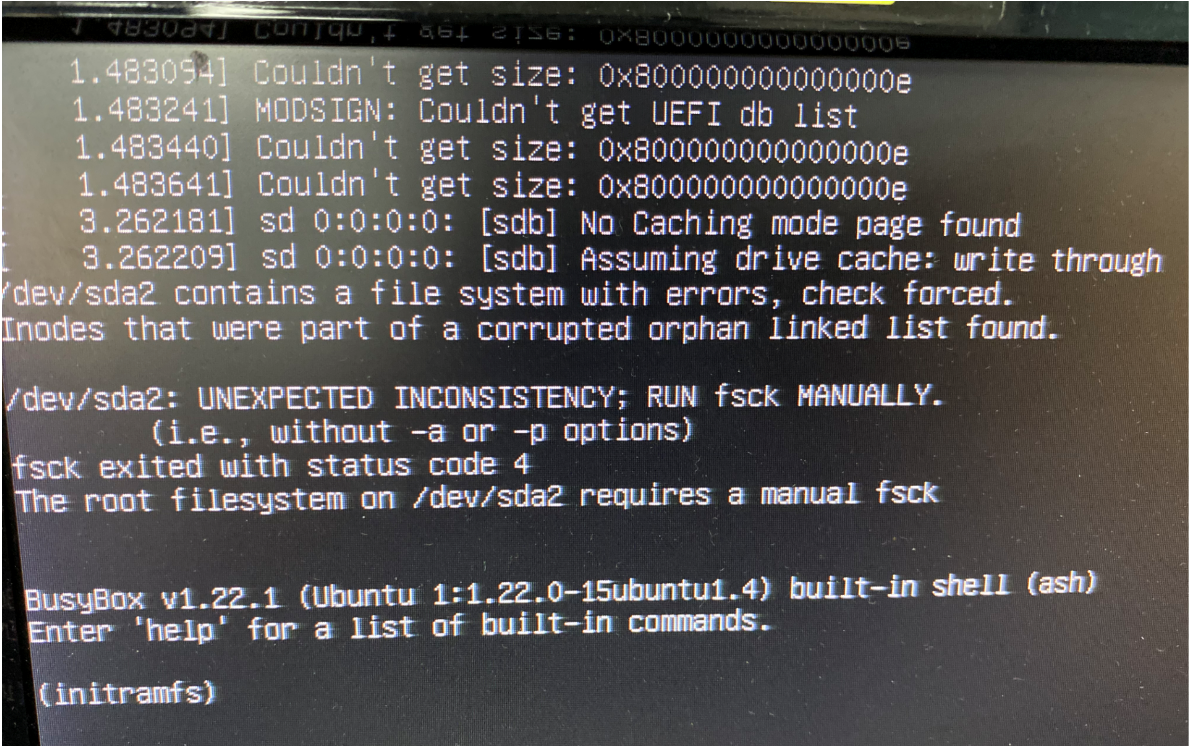 ubuntu重启后显示“/dev/sda2 contains a file system with error“的解决办法_ubuntu contains a file system ...
